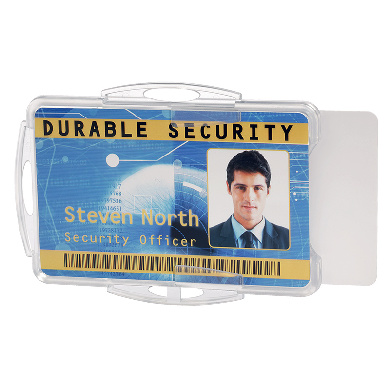 Dual security pass holder for 2 ID cards, transparent | Officeday