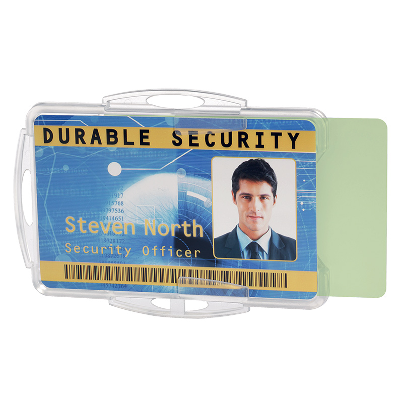 Dual security pass holder for 2 ID cards, transparent | Officeday